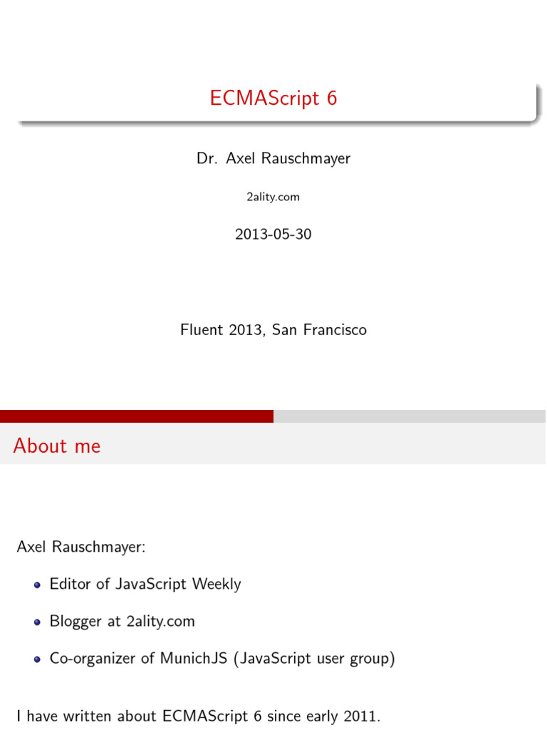 An Overview Of Ecmascript 6 Presentation Pdf Parameter Computer Programming Java Script 1192