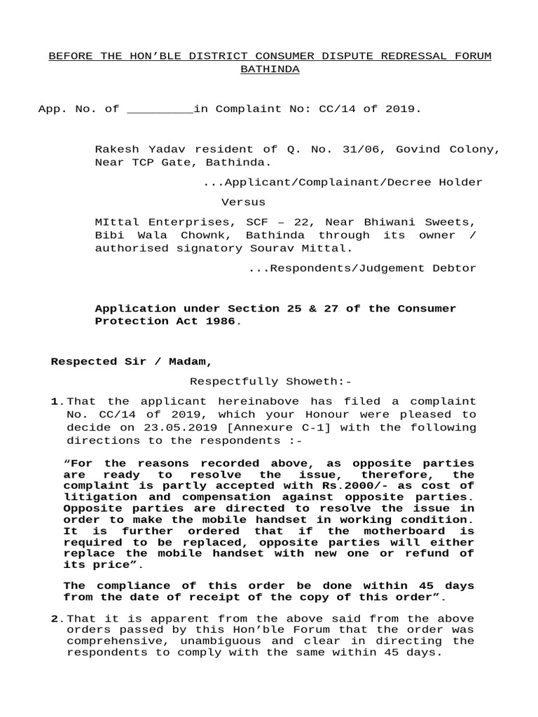 Enforcement of Consumer Forum Orders | PDF | Contempt Of Court | Justice
