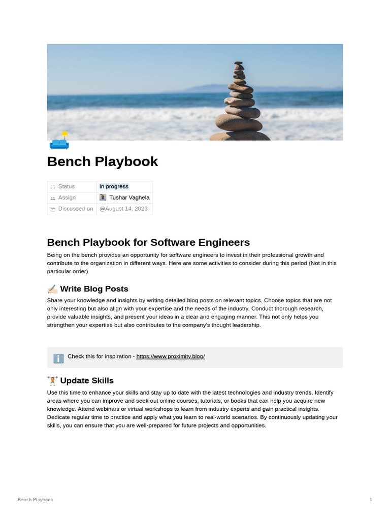 Bench Playbook | PDF | Expert | Mentorship