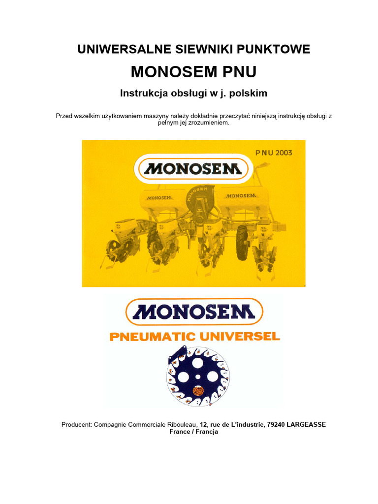 Monosem PNU - Katalog Po Polsku | PDF