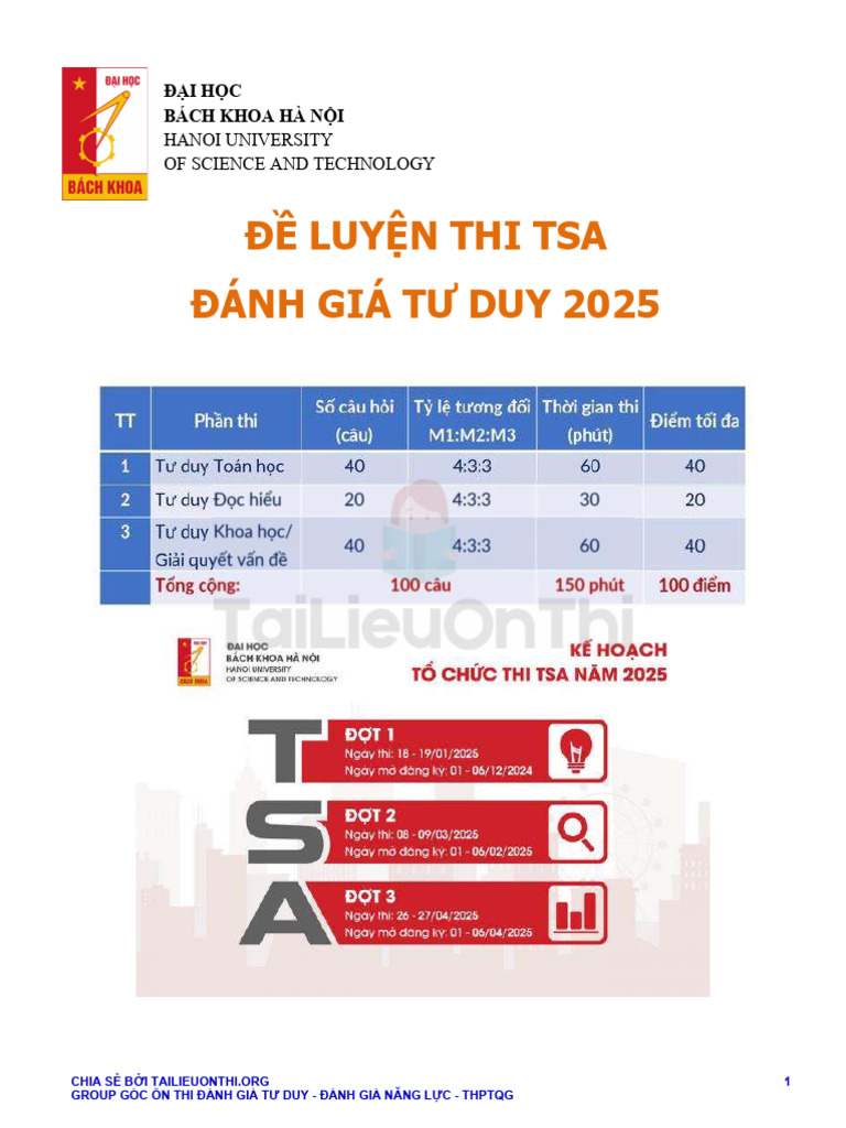 ĐỀ Ệ Đánh Giá Tư Duy 202: LUY N Thi Tsa 5 | PDF