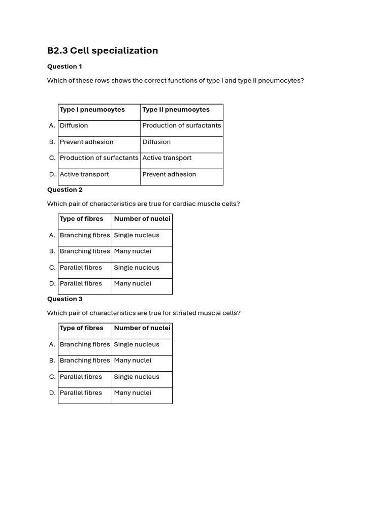 B2.3 Cell Specialization | PDF | Cell Potency | Cellular Differentiation