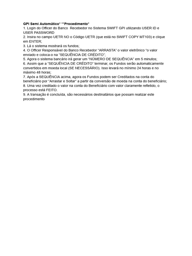 GPI - Semi - Automatic - Procedure | PDF