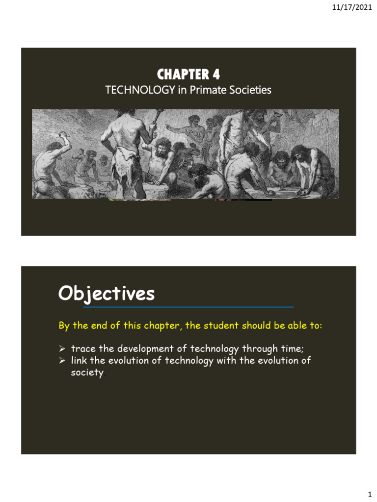 Ch. 4. Technology in Primate Societies, Prehistoric & Historic ...