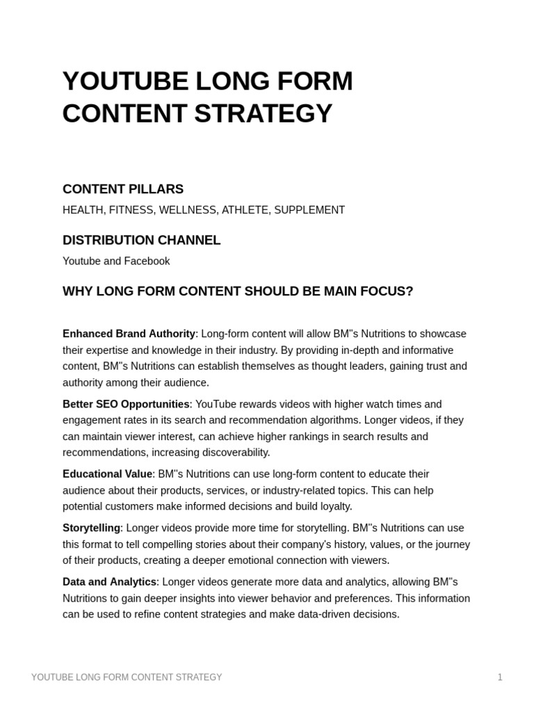 YouTube Long-Form Content Strategy | PDF | You Tube | Analytics