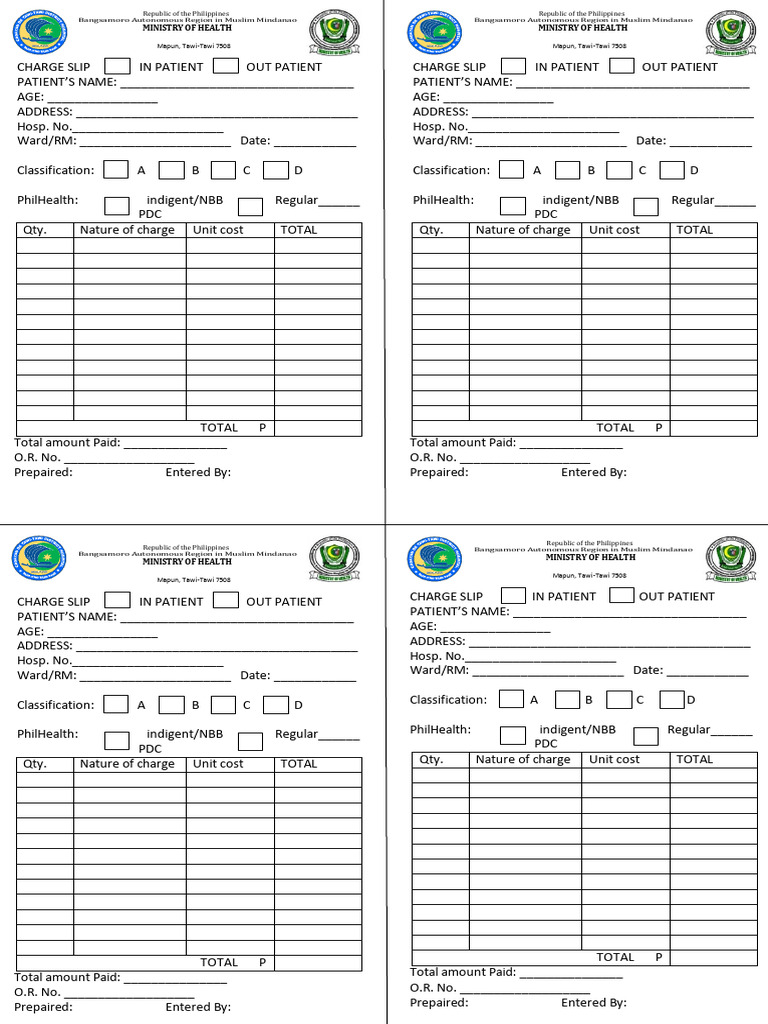 Hospital Charge Slip Template | PDF | Medicine | Health Policy