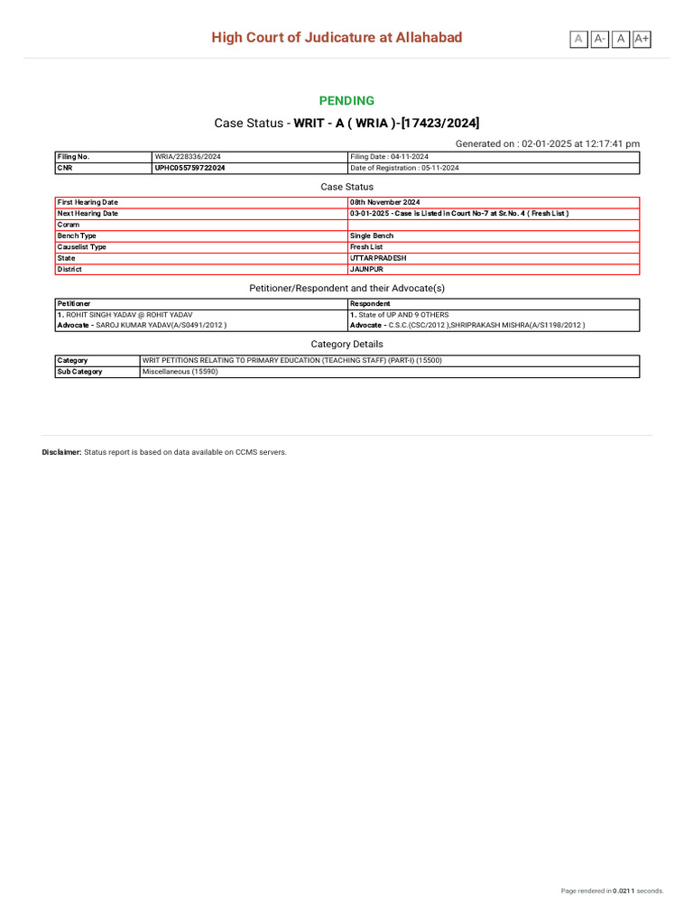 Case Status - Search by Case Number | PDF