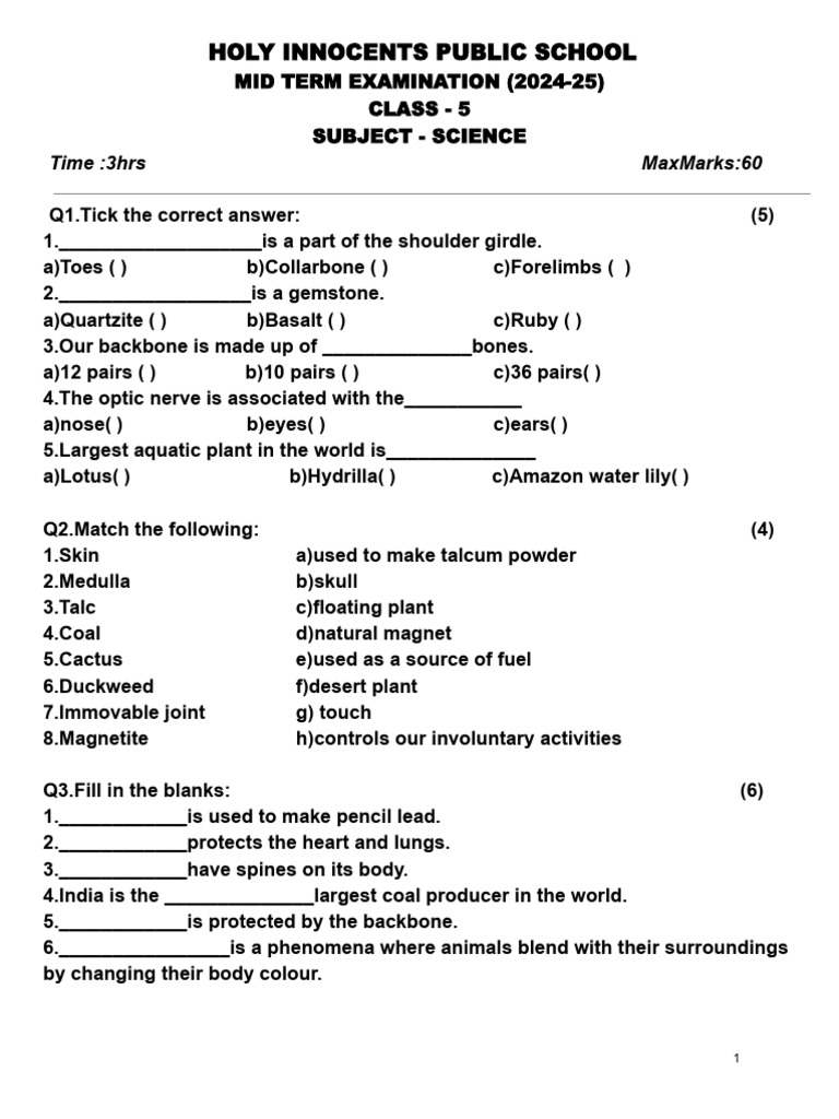 FINAL Science 24-25 Term1 | PDF
