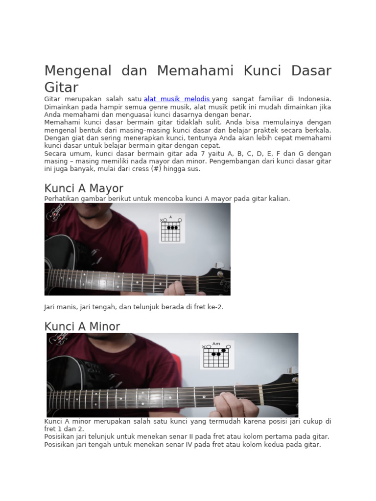 Mengenal Dan Memahami Kunci Dasar Gitar - 010025 | PDF