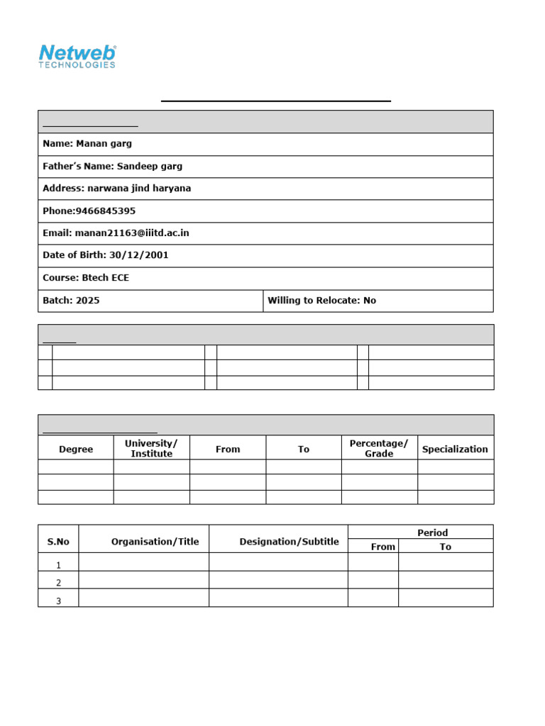 Candidate Information Form (2) | PDF