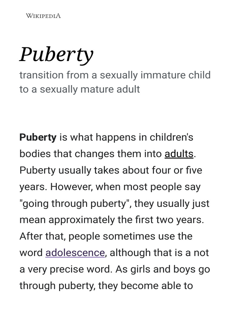 Puberty - Simple English Wikipedia, The Free Encyclopedia | PDF ...