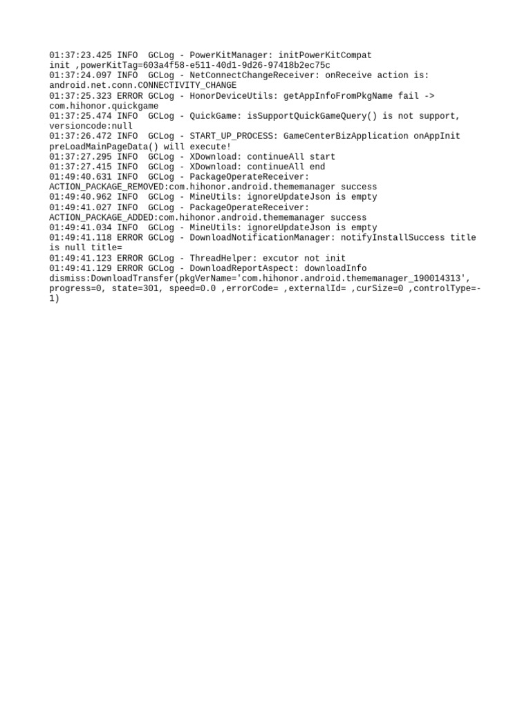 QuickGame and ThemeManager Logs | PDF