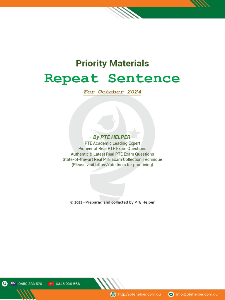 Repeat Sentence Priority Materials HELPER October 2024 | PDF | Psychology