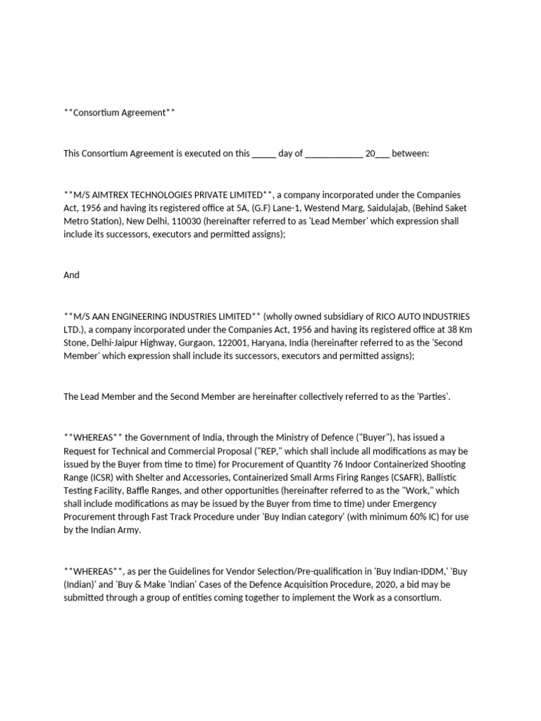 Consortium agreement | PDF | Arbitration | Consortium