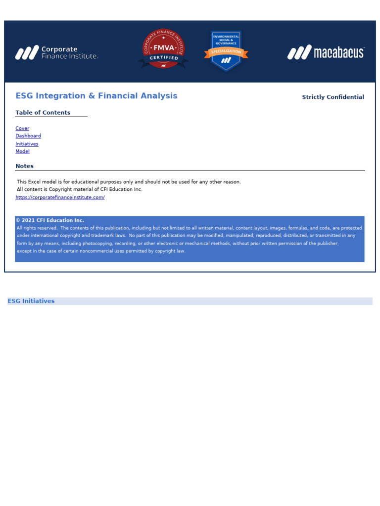ESG Model (Base - Template) | PDF | Revenue | Valuation (Finance)