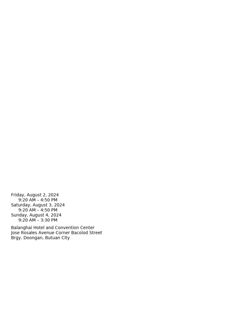 2024 Butuan Event Schedule | PDF