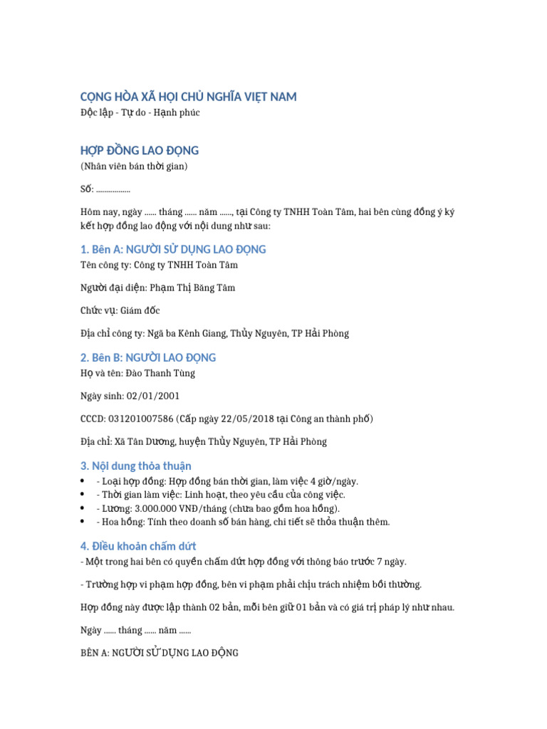 Hop_Dong_Lao_Dong_Short | PDF
