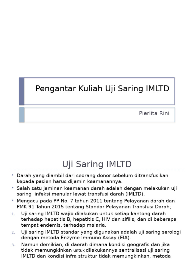 Pengantar Kuliah Uji Saring IMLTD | PDF
