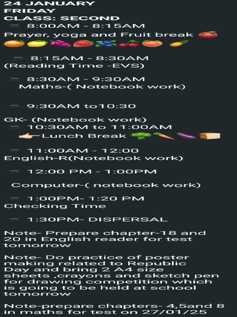 23 January Class 2 Work | PDF
