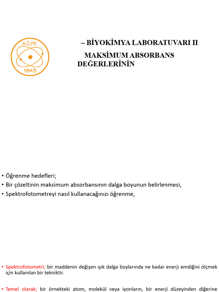 2-Maksimum Absorbans Değerlerinin Bulunması | PDF