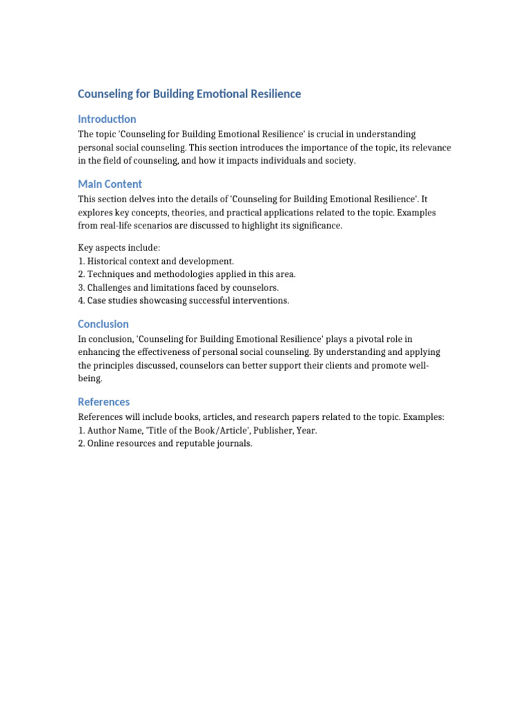 Emotional Resilience Counseling Guide | PDF