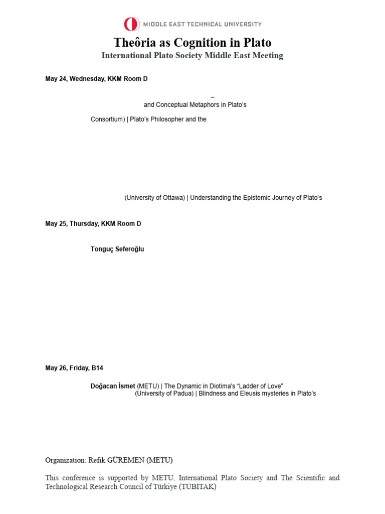 Conferenceprogram Theoria As Cognition in Plato | PDF | Christian ...
