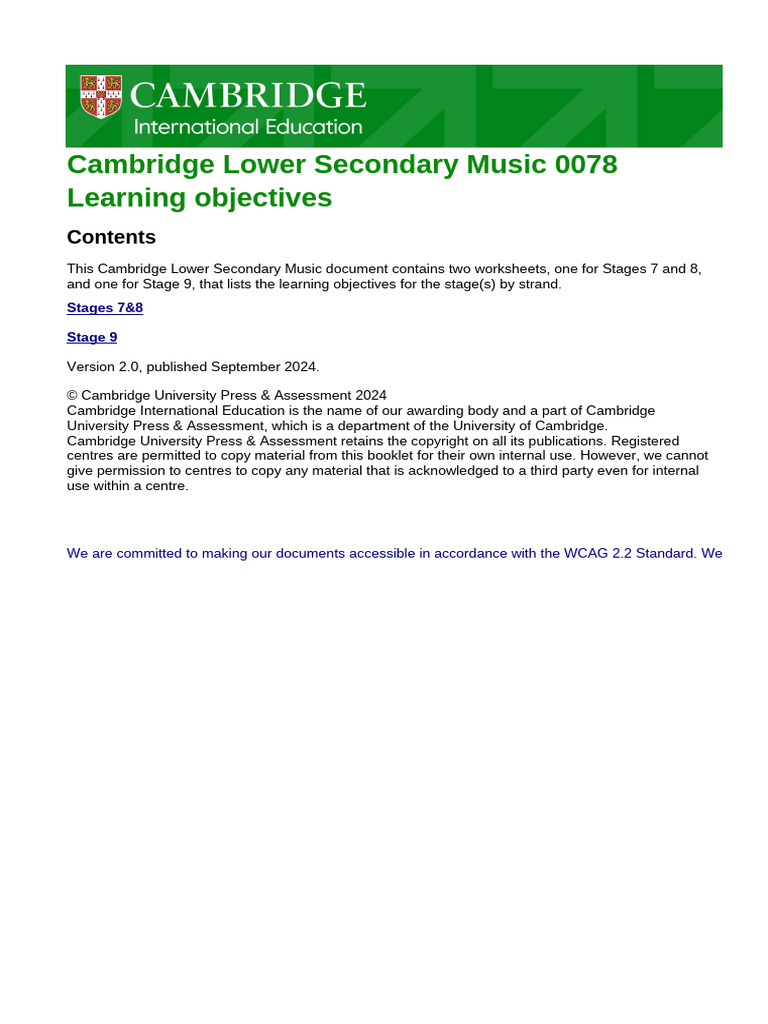 Music Learning Objectives Only 0078 - tcm143-592600 | PDF