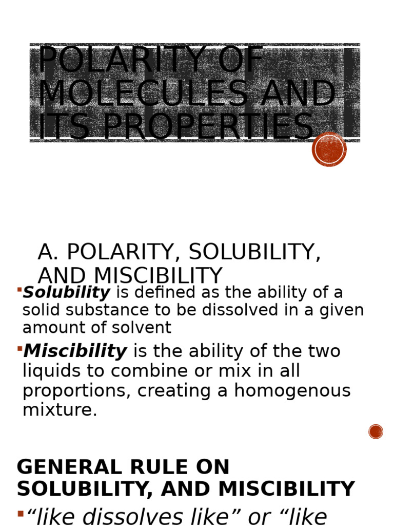 Polarity of Molecules and Its Properties | PDF | Chemical Polarity ...