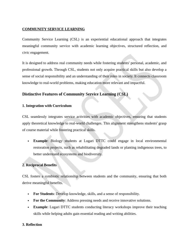 Community Service Learning | PDF | Service Learning | Learning
