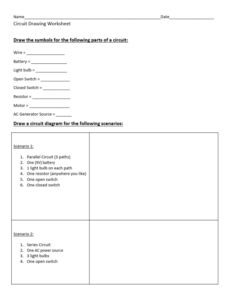 CircuitDrawingsWorksheet 1 | PDF