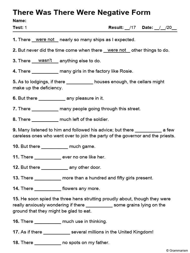 Negative Form of "There Was/Were" | PDF