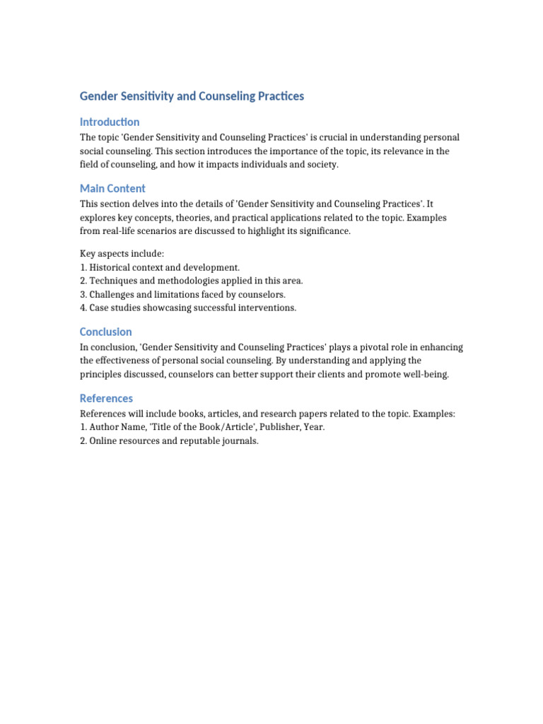 Gender Sensitivity and Counseling Practices | PDF
