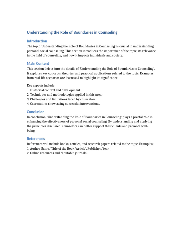 Understanding the Role of Boundaries in Counseling | PDF