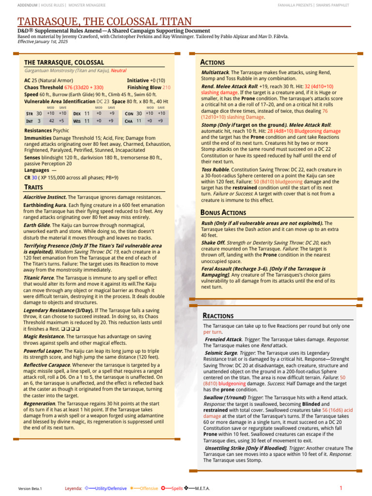Colossal Tarrasque (Kaiju & Titan) 30 | PDF | D20 System | Dungeons ...