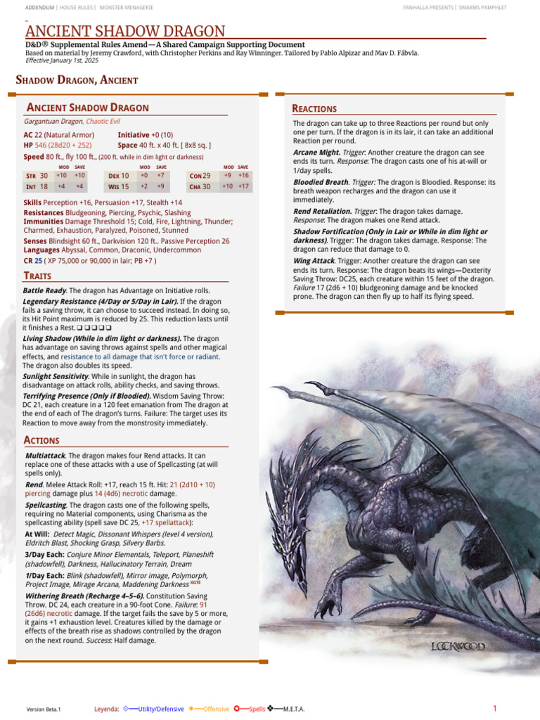 Ancient Shadow Dragon D&D Rules | PDF | Role Playing Games | Fantasy ...
