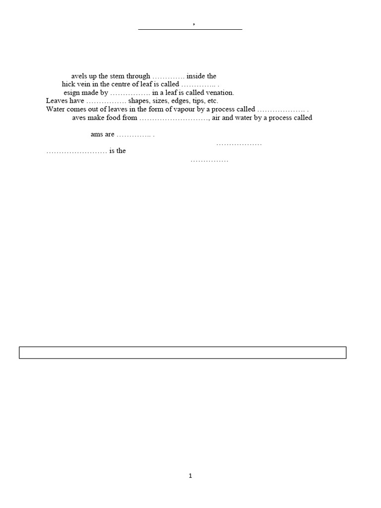 CLASS 6, SCIENCE, WORKSHEET,GETTING TO KNOW PLANTS (3) | PDF | Leaf ...