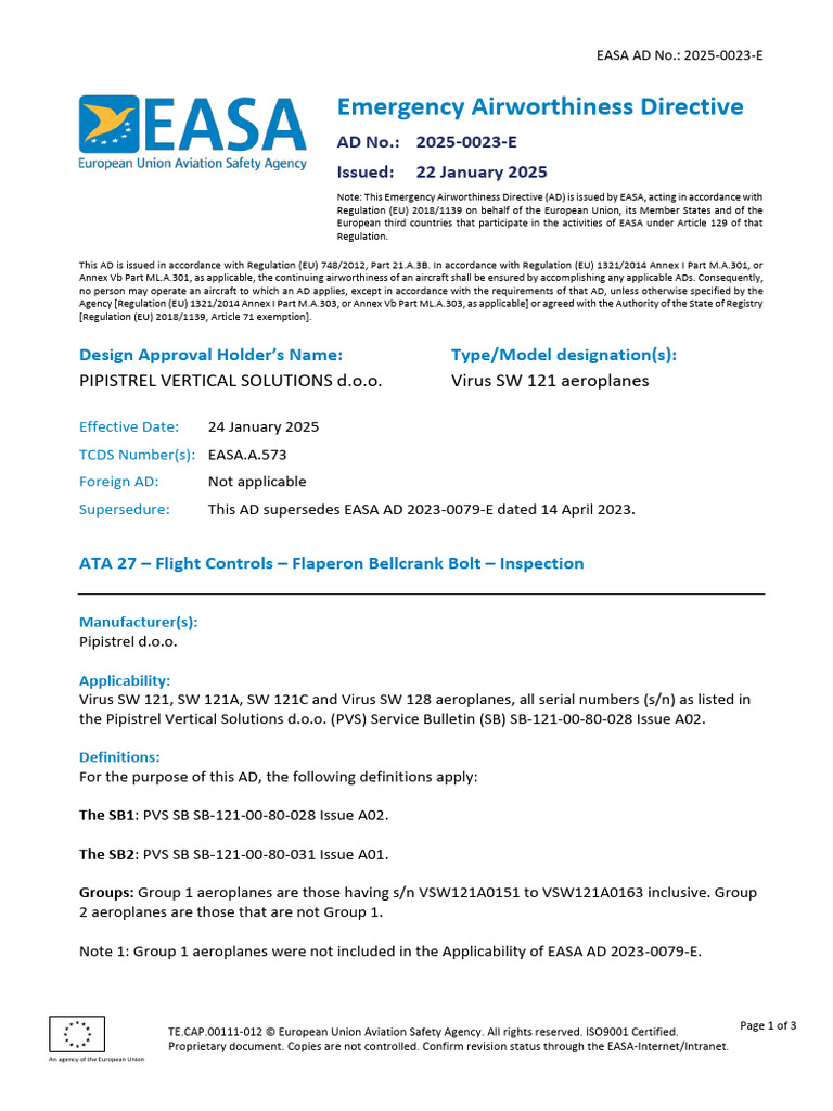 EASA_EAD_2025-0023-E_1 | PDF | Aviation