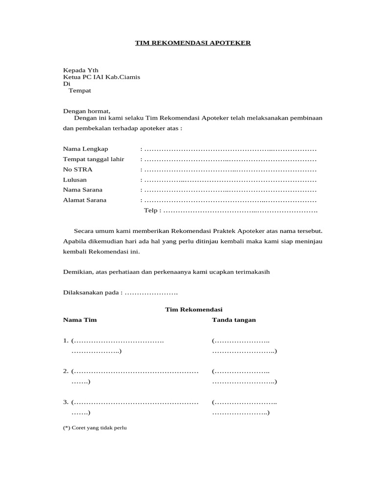 FORM PERMOHONAN REK APOTEK-1 | PDF