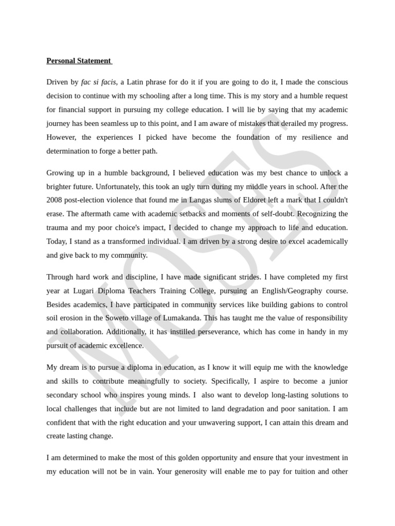 Personal Statement Sample | PDF