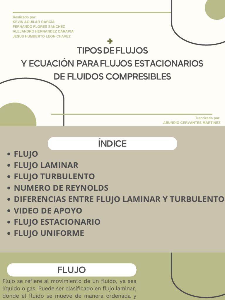 Tipos de Flujos y Ecuaci-N para Flujos Estacionarios de Fluidos Compresibles | PDF | Numero ...