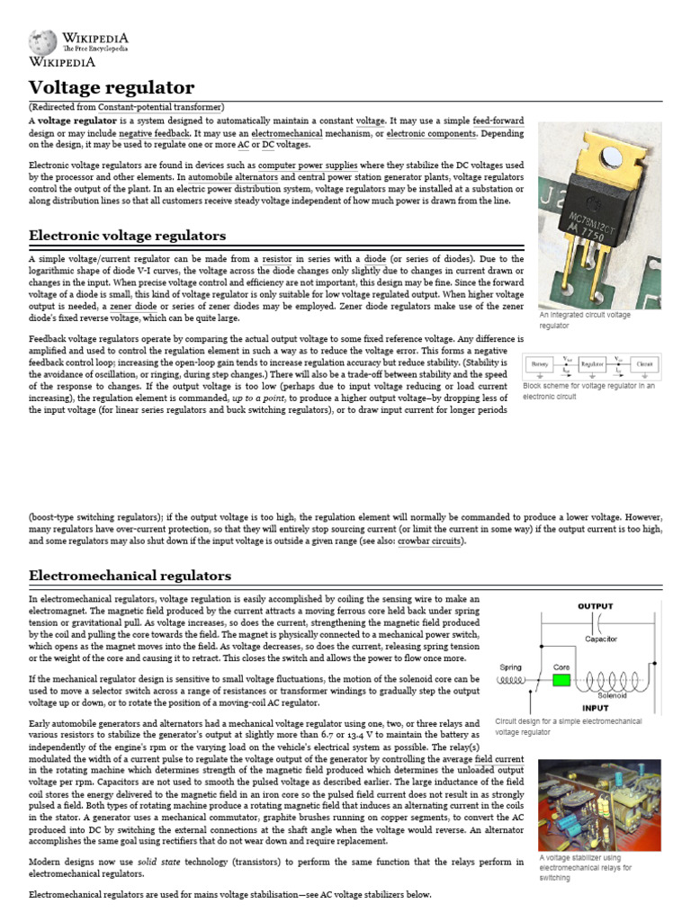 Voltage Regulator Systems Explained | PDF | Electric Generator | Power ...