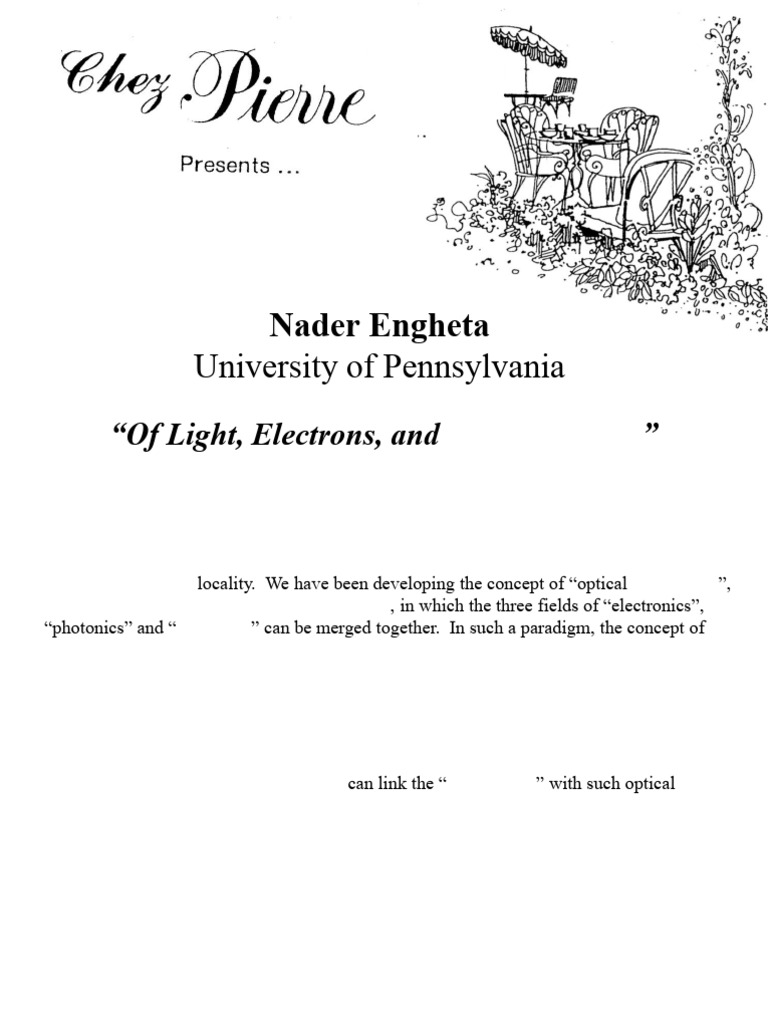 Of Light, Electrons, and Metastructures - Nader Engheta | PDF