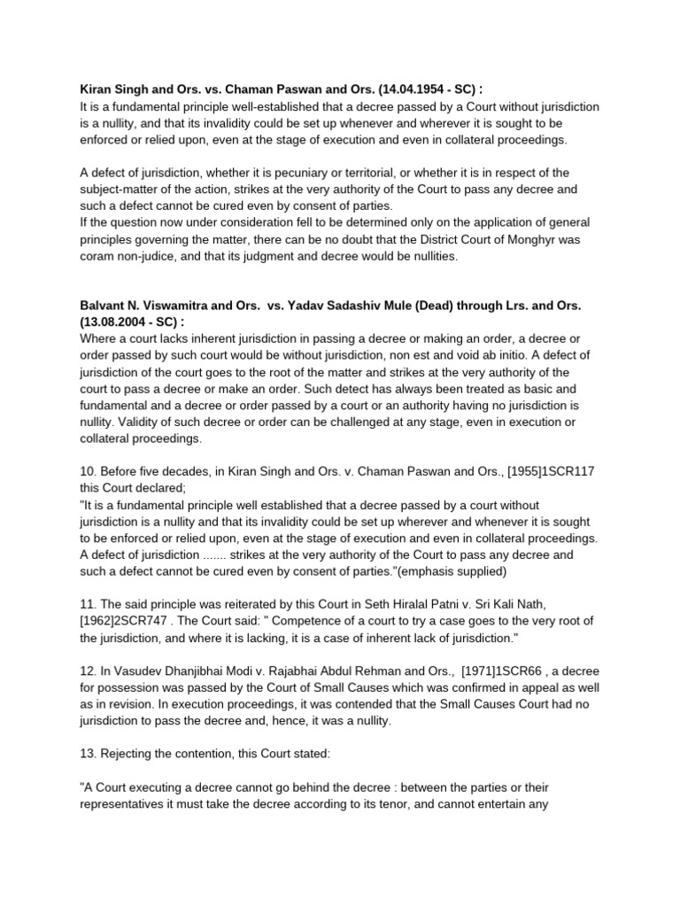 Jurisdictional Limits and Nullity of Decrees | PDF | Annulment | Jurisdiction