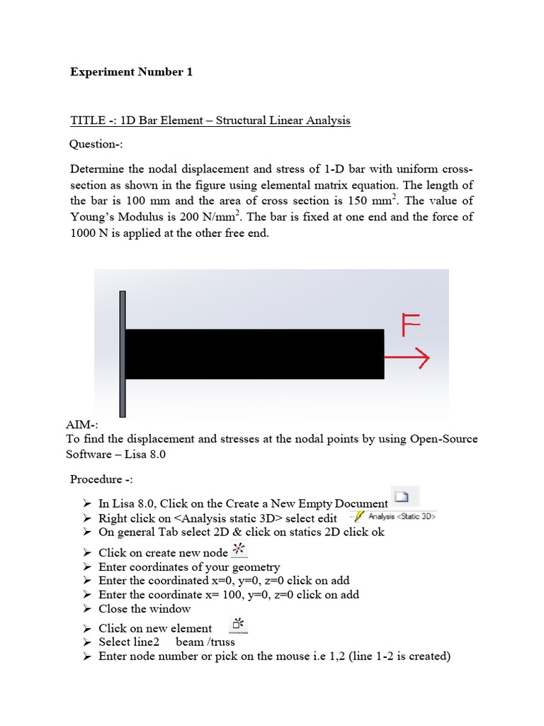 CAE Manual by PMK Experiment 1 To 9 NEW | PDF | Deformation ...