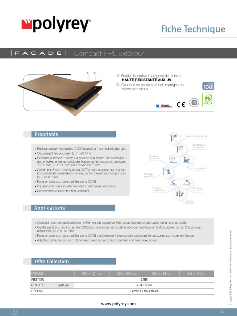 FT - Fiche Technique POLYREY FACADE - FR | PDF | Matériaux | Génie du ...