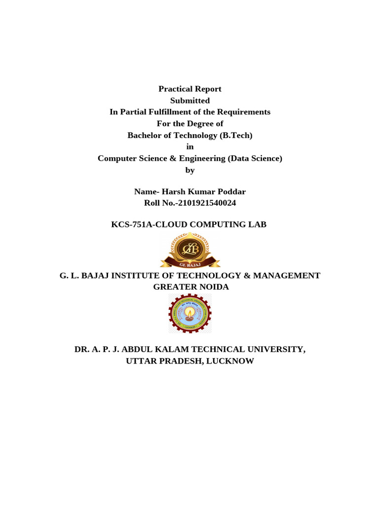 KCS751A Cloudcomputinglabmanual | PDF | Ip Address | Computer Network