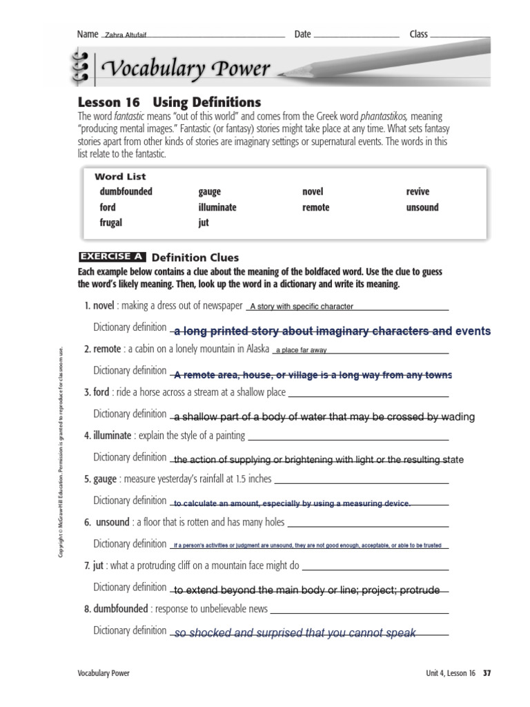 Vocabulary Power: Lesson 16 Guide | PDF