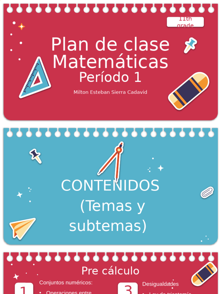 Presentación Plan Clase Matematicas 11 Período 1 | PDF