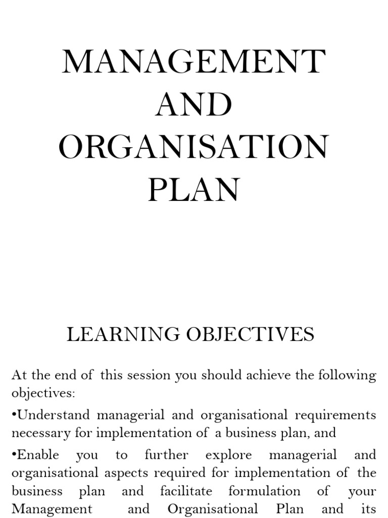Management and Organisation Plan Guide | PDF | Employment | Salary