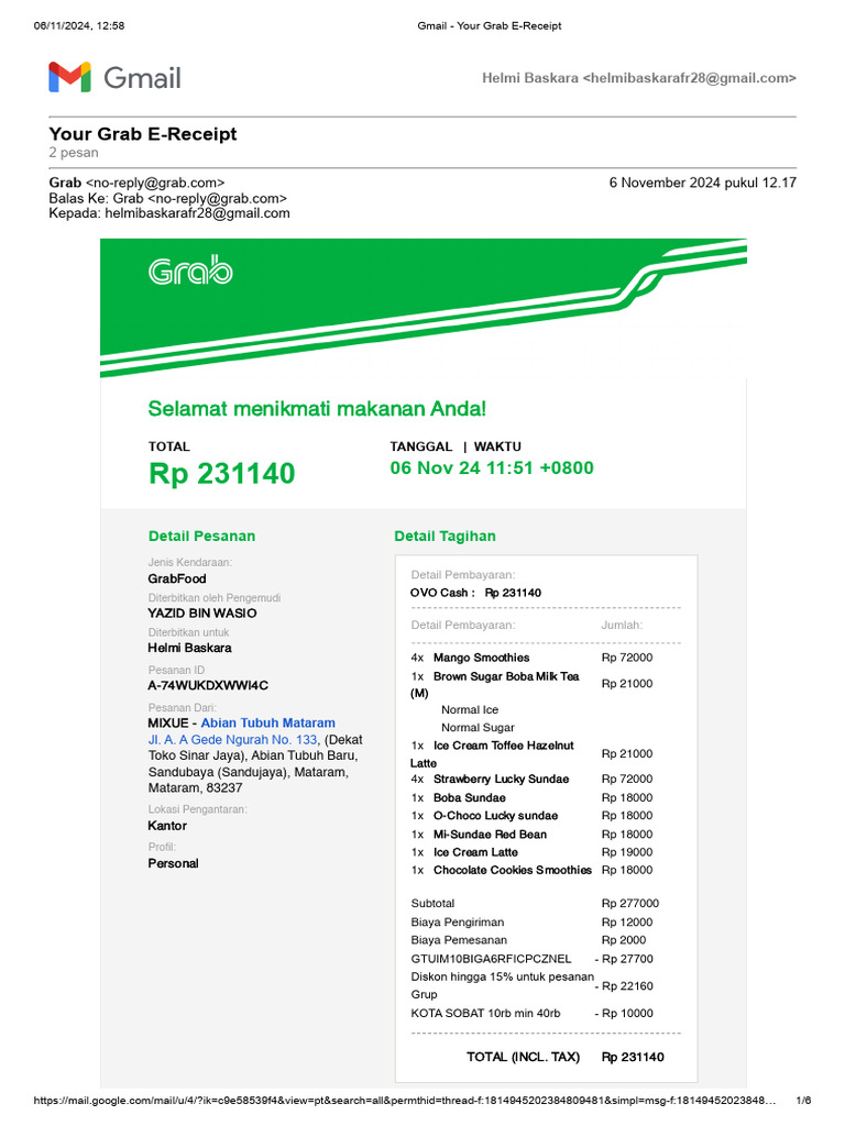 Nota Grab | PDF